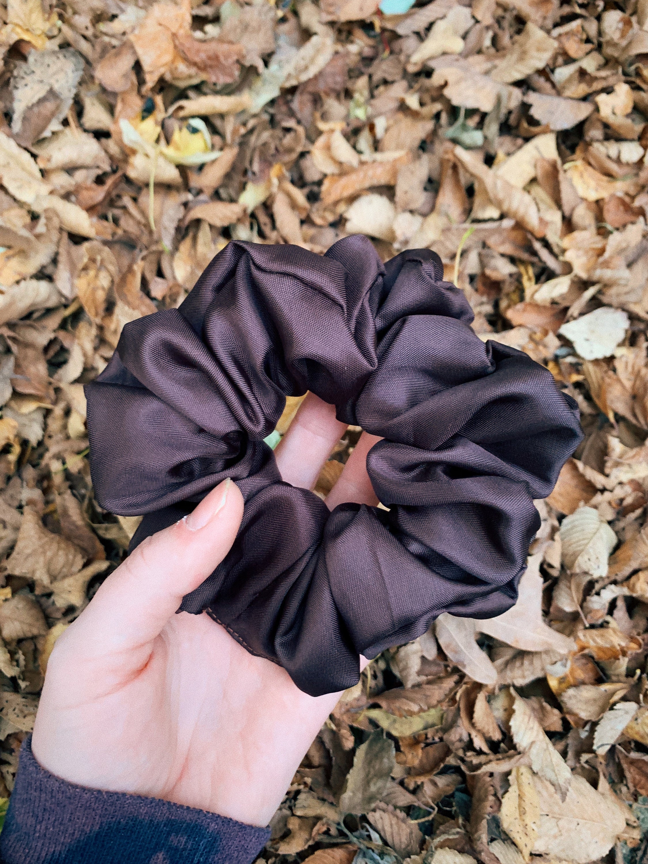 Extra Fluffy Brown Satin // HANDMADE Hair Scrunchie NO BOW - Etsy