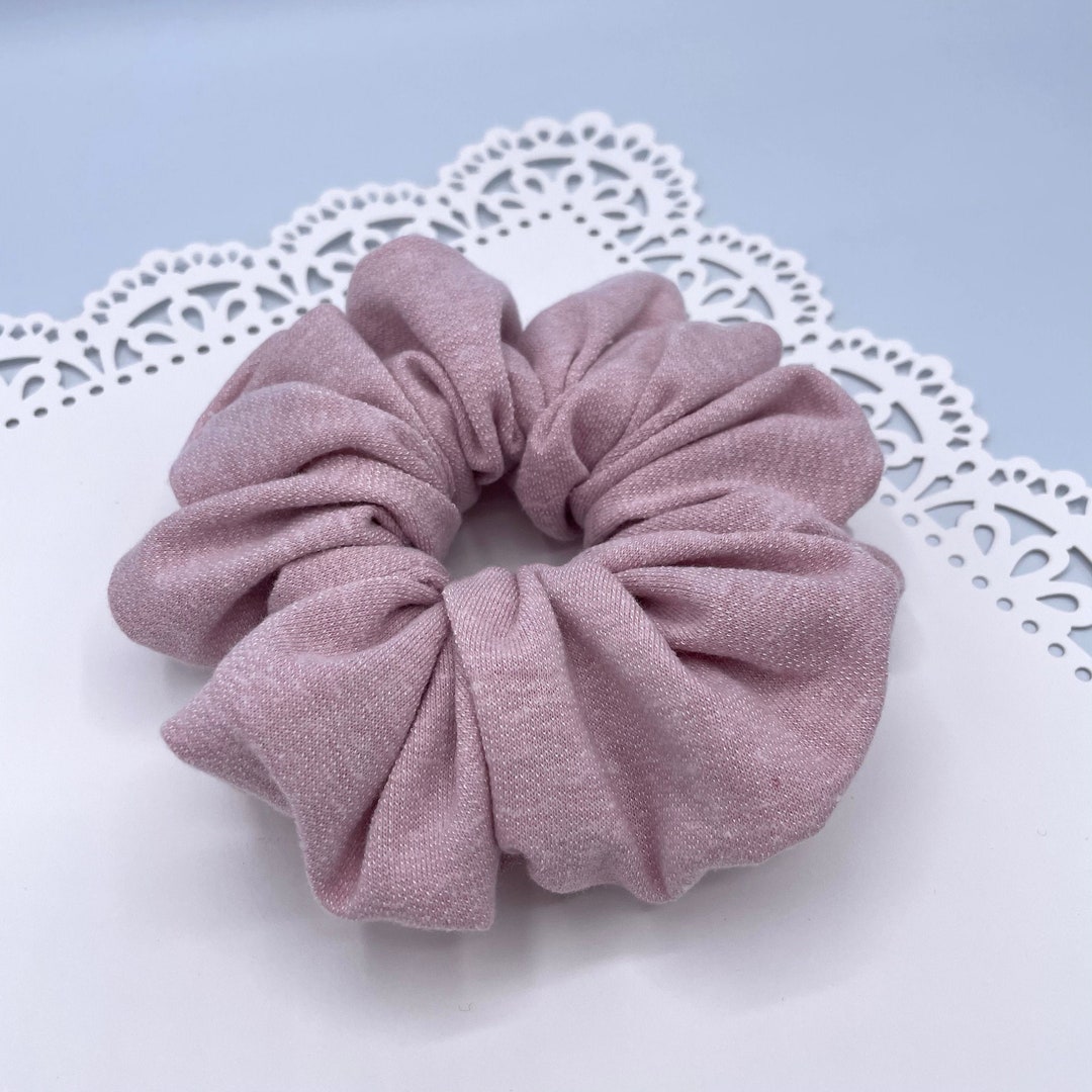 Pink Stretch French Terry // Handmade Hair Scrunchie Hair Tie Knit ...