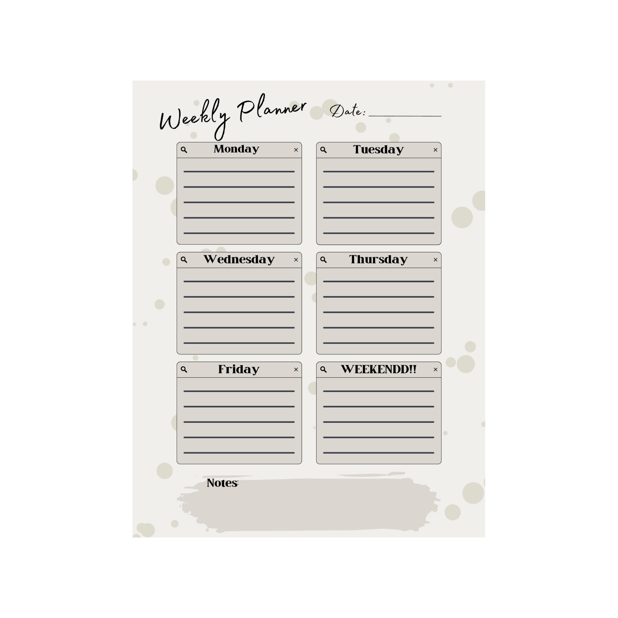 Weekly Planner, Instant Download, Printable, Weekly Schedule, PDF File ...