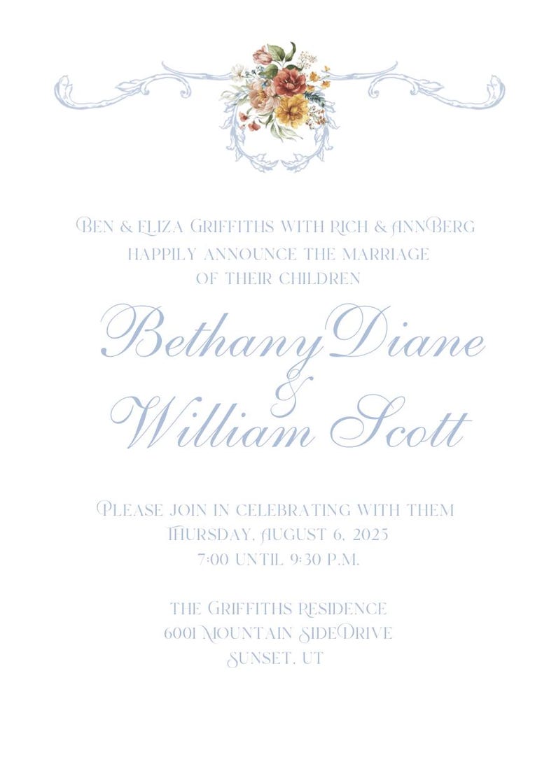 Bethany Wedding Invitation Template - Etsy