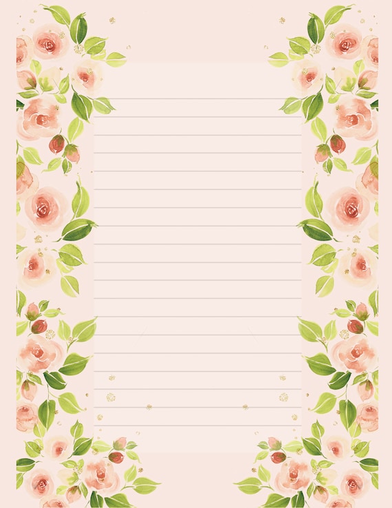 Blush Rose Printable Stationery | Etsy