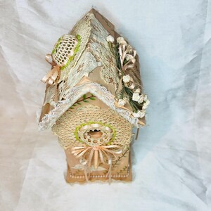 Vintage Hand Painted Pink, Lace, & Floral Birdhouse, Cottagecore ...