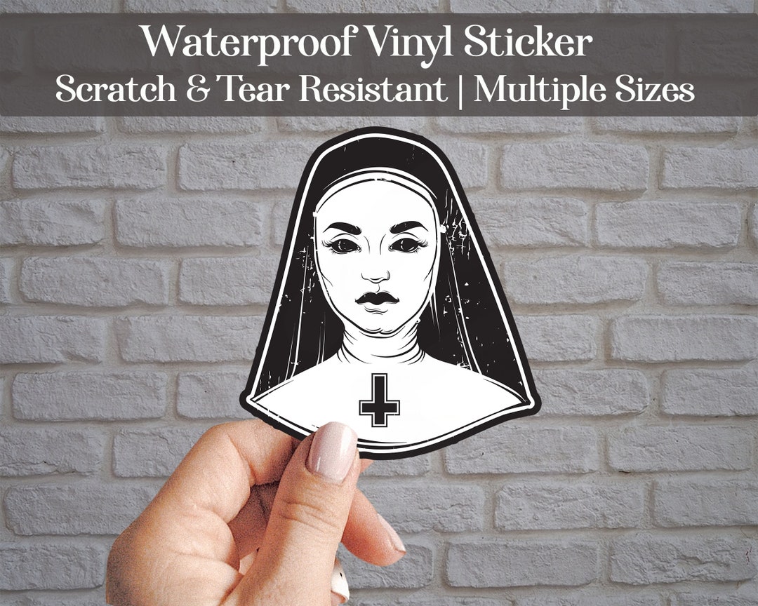 Satanic Nun Waterproof Vinyl Sticker | Gothic Horror Decal | Satan ...