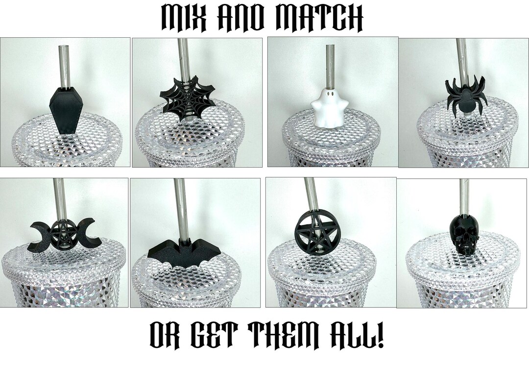 Spooky Straw Toppers for Tumblers | Halloween Straw Toppers | Gothic ...