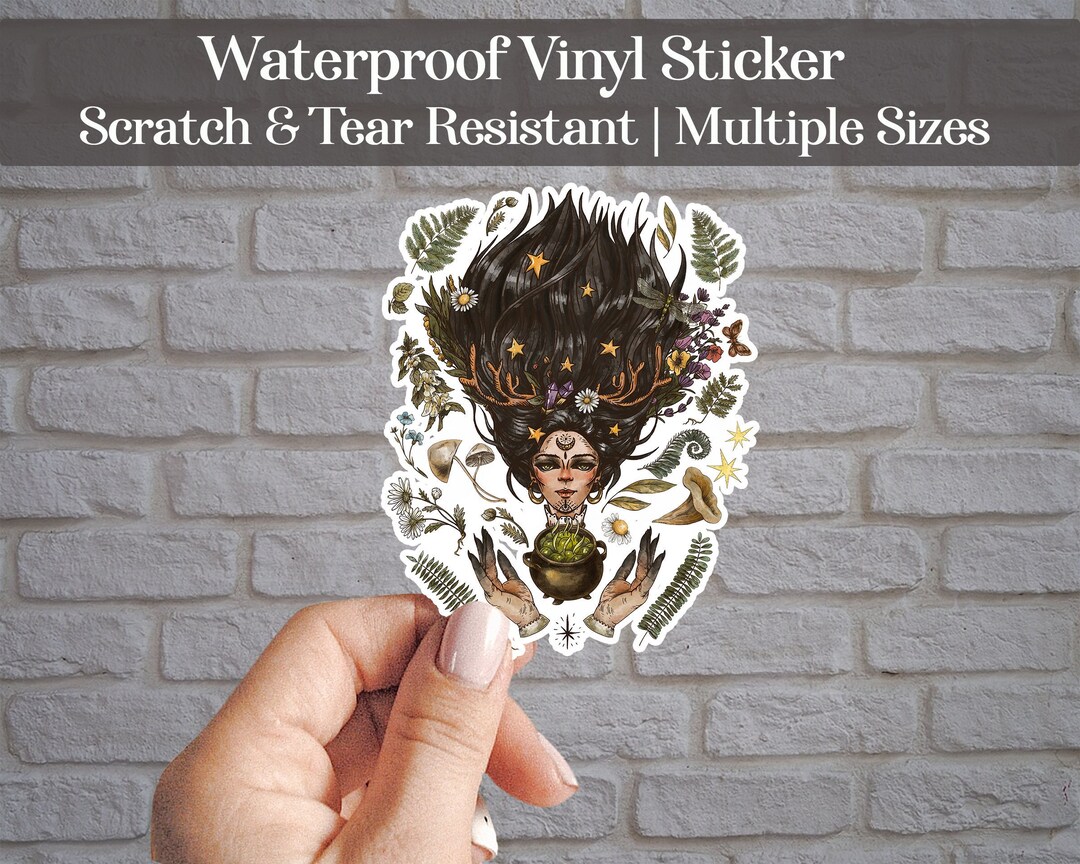 Green Witch Girl Waterproof Vinyl Sticker | Pagan Sticker, Pagan Car ...