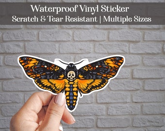 Siamese Skulls and Death Moths Waterproof Vinyl Sticker, Decals for ...