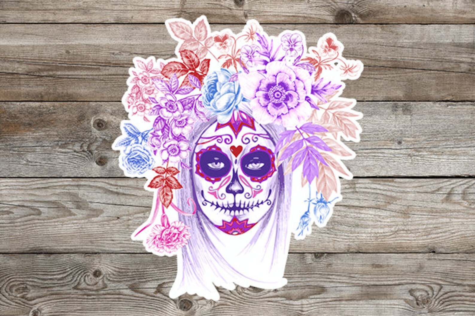 Sugar Skull Girl Waterproof Vinyl Sticker Decals for Laptop - Etsy