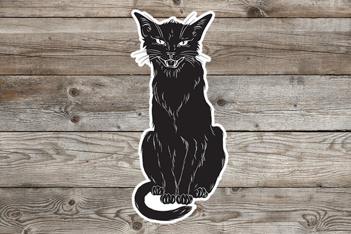 Black Cat Waterproof Vinyl Sticker Decals for Laptop Car - Etsy