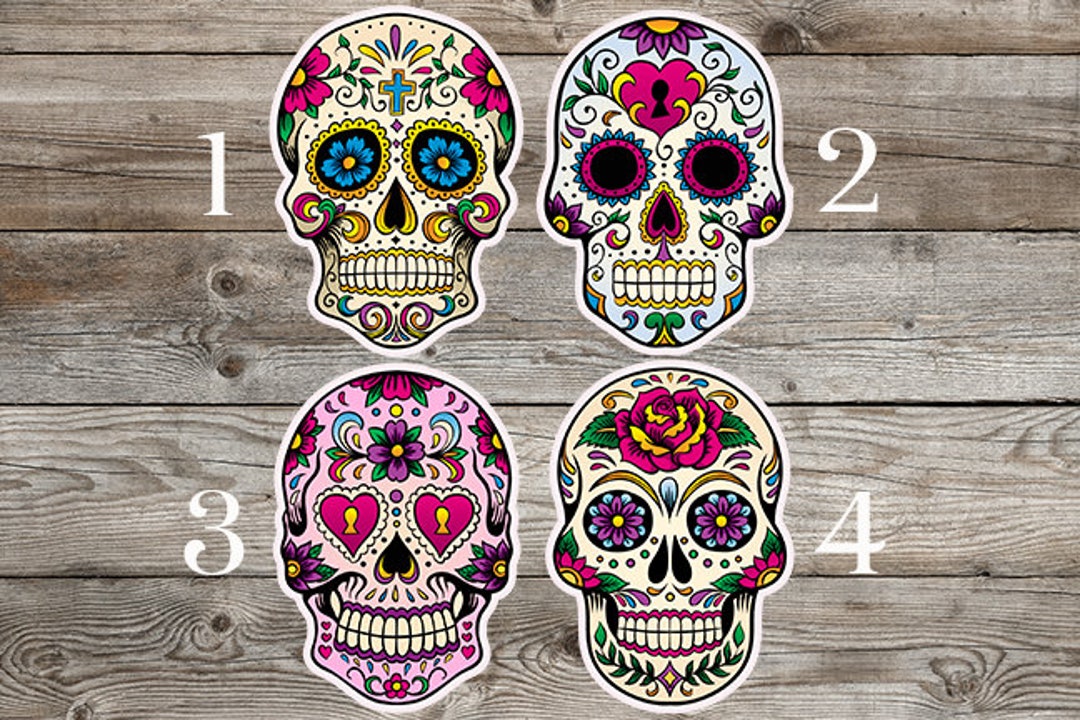 Sugar Skull Waterproof Vinyl Sticker, Decals for Laptop, Car Bumper ...