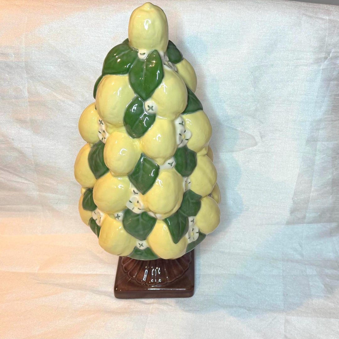 MCM Lemon Topiary Tree Centerpiece Ceramic Painted 16”tabletop Decor ...