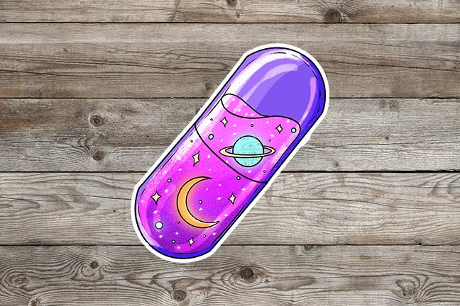 Galaxy Pill Capsule Waterproof Vinyl Sticker Matte Glossy | Etsy