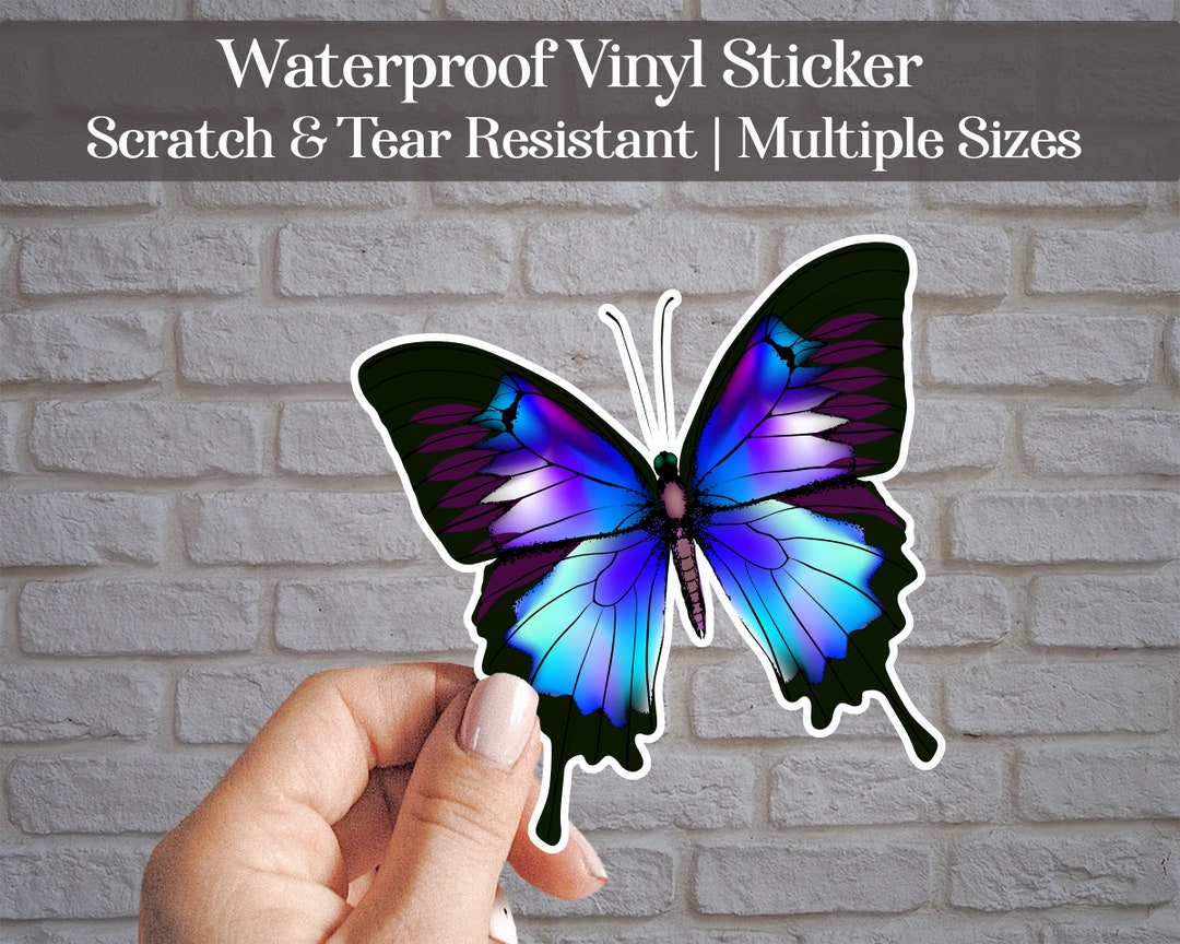 Blue and Purple Butterfly Waterproof Vinyl Sticker| Decals Car Bumper ...