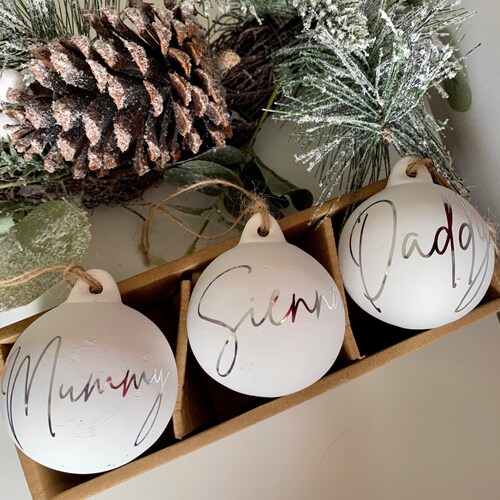 Personalised Name White Ceramic Christmas Bauble - Etsy