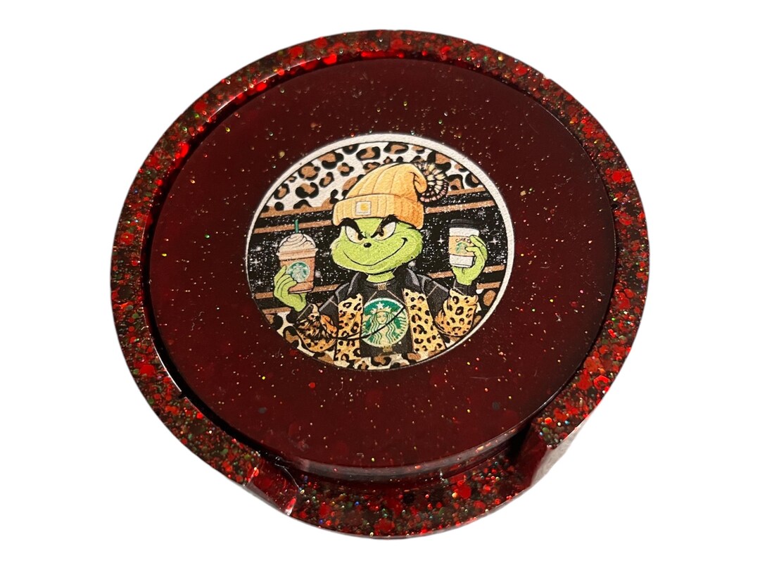 The Grinch Christmas Coaster Set of 4 Etsy - Etsy