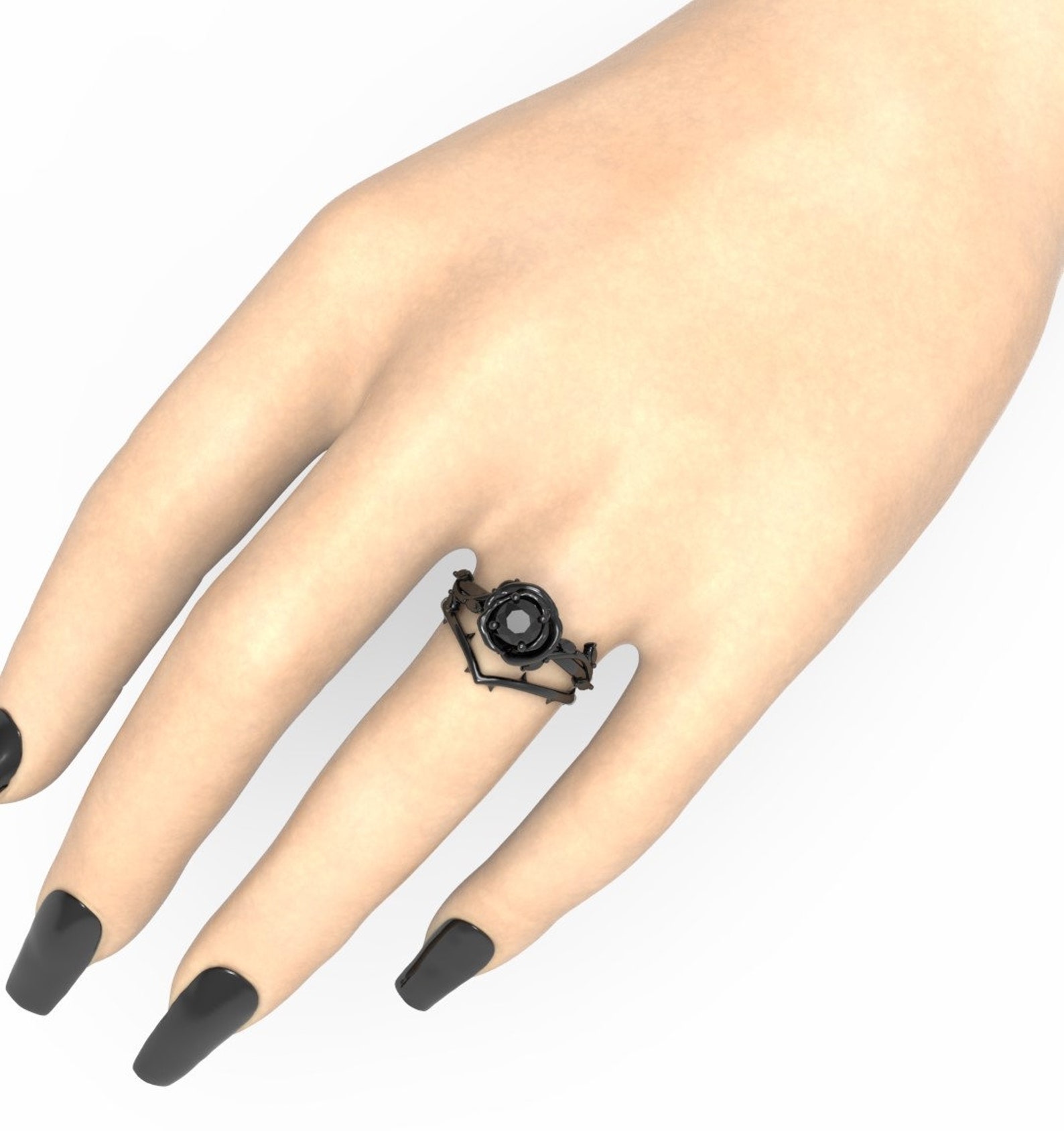 Black Rose Gothic Engagement Rings/unique Goth Wedding | Etsy