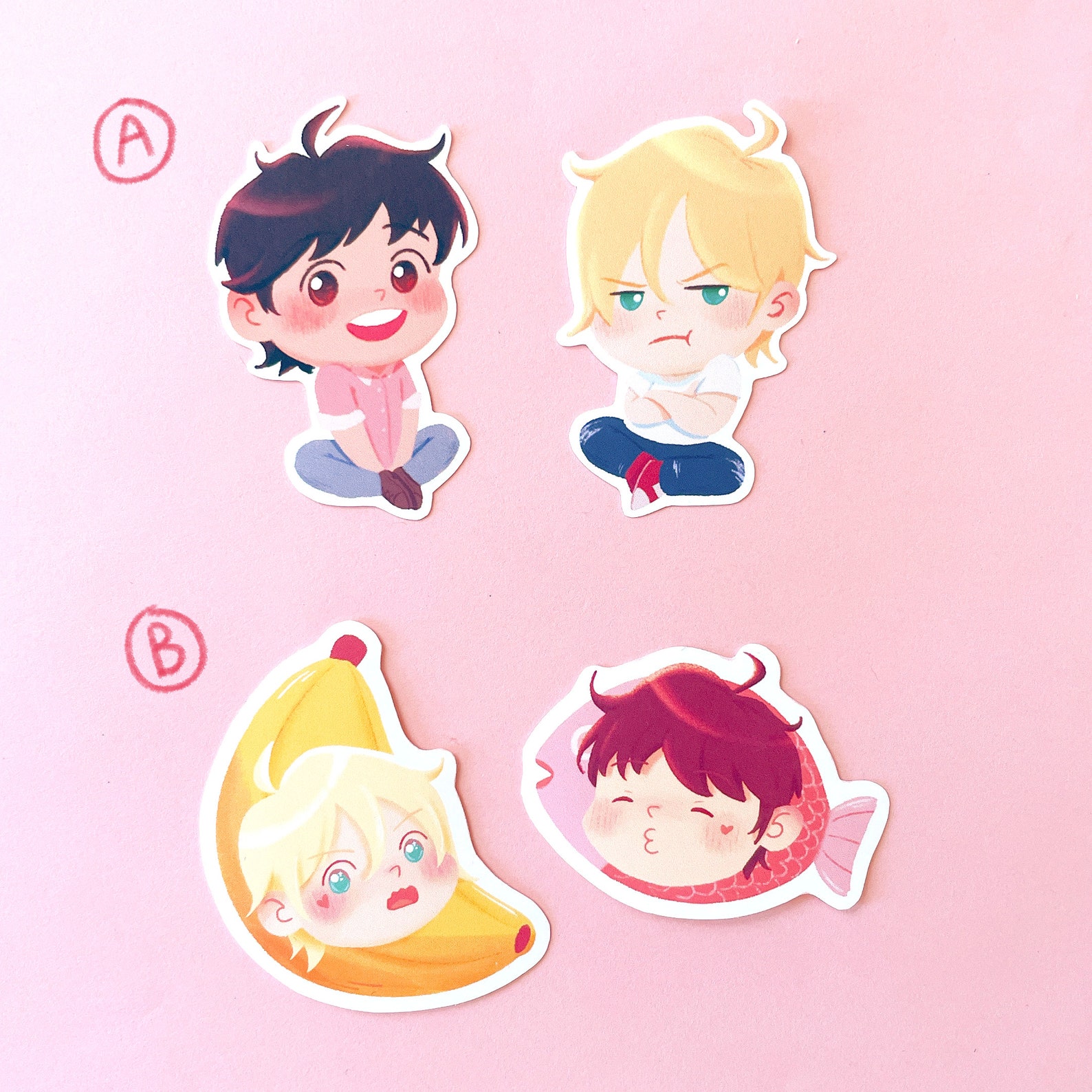 Cute Banana Fish Couple Sticker Sets | Etsy