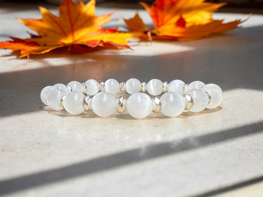 Selenite and Hematite Bracelet • Grounding • Purity • Emotional Balance ...