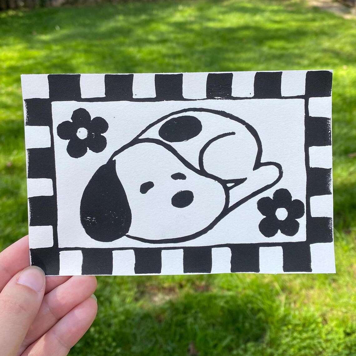 Baby Beagle Sleeping Block Print Handmade Linocut - Etsy