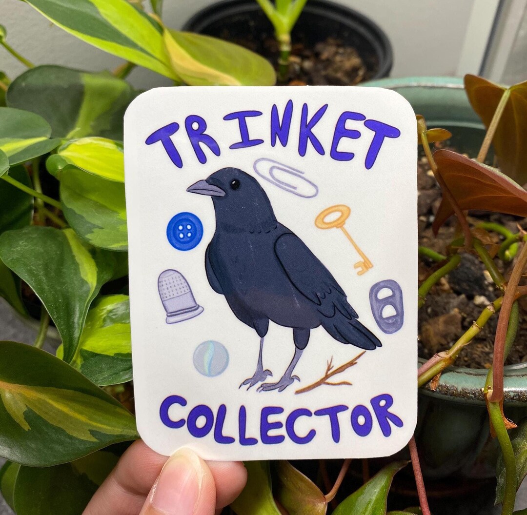 Crow Trinket Collector Sticker Die Cut Vinyl Sticker - Etsy