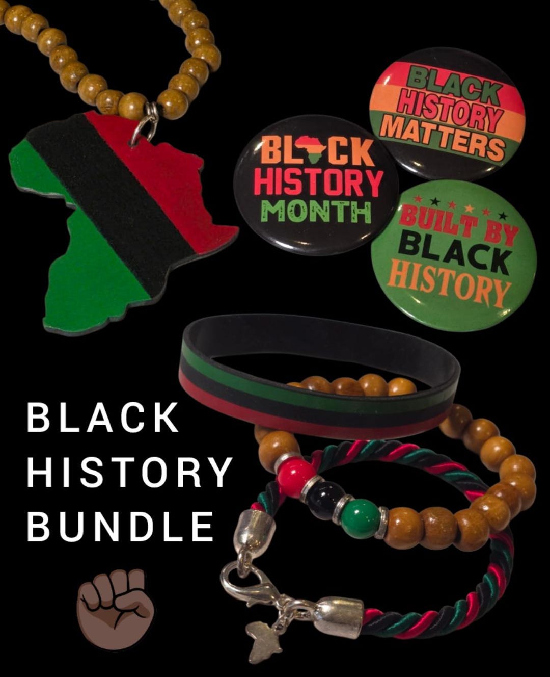 Black History Accessories Bundle | Afrocentric Jewelry, Buttons, Pan ...