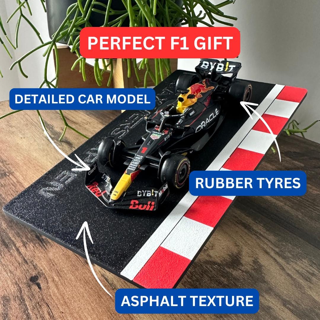 F1 Gift, Formula 1 1:43 Diecast Model Car on Track Display Stand - Etsy
