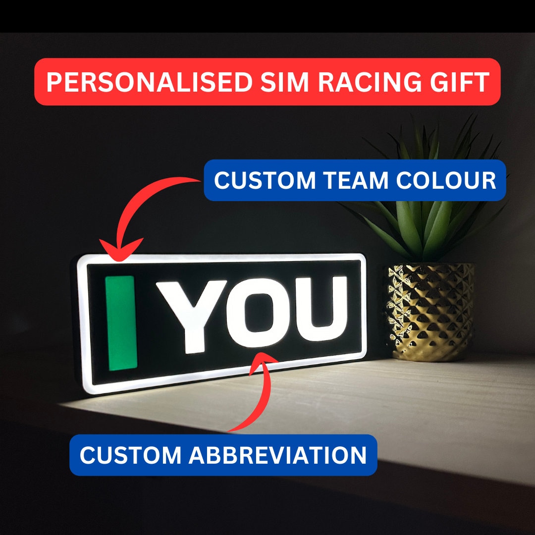 Personalized Sim Racing Gift, Name Abbreviation Sign With LED Lighting ...