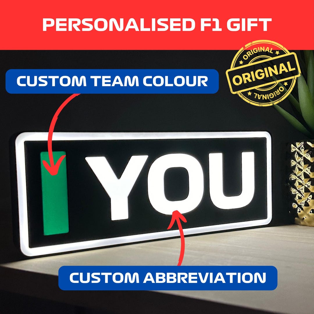 Personalized Formula 1 Name Abbreviation F1 Light With LED Lighting, F1 ...