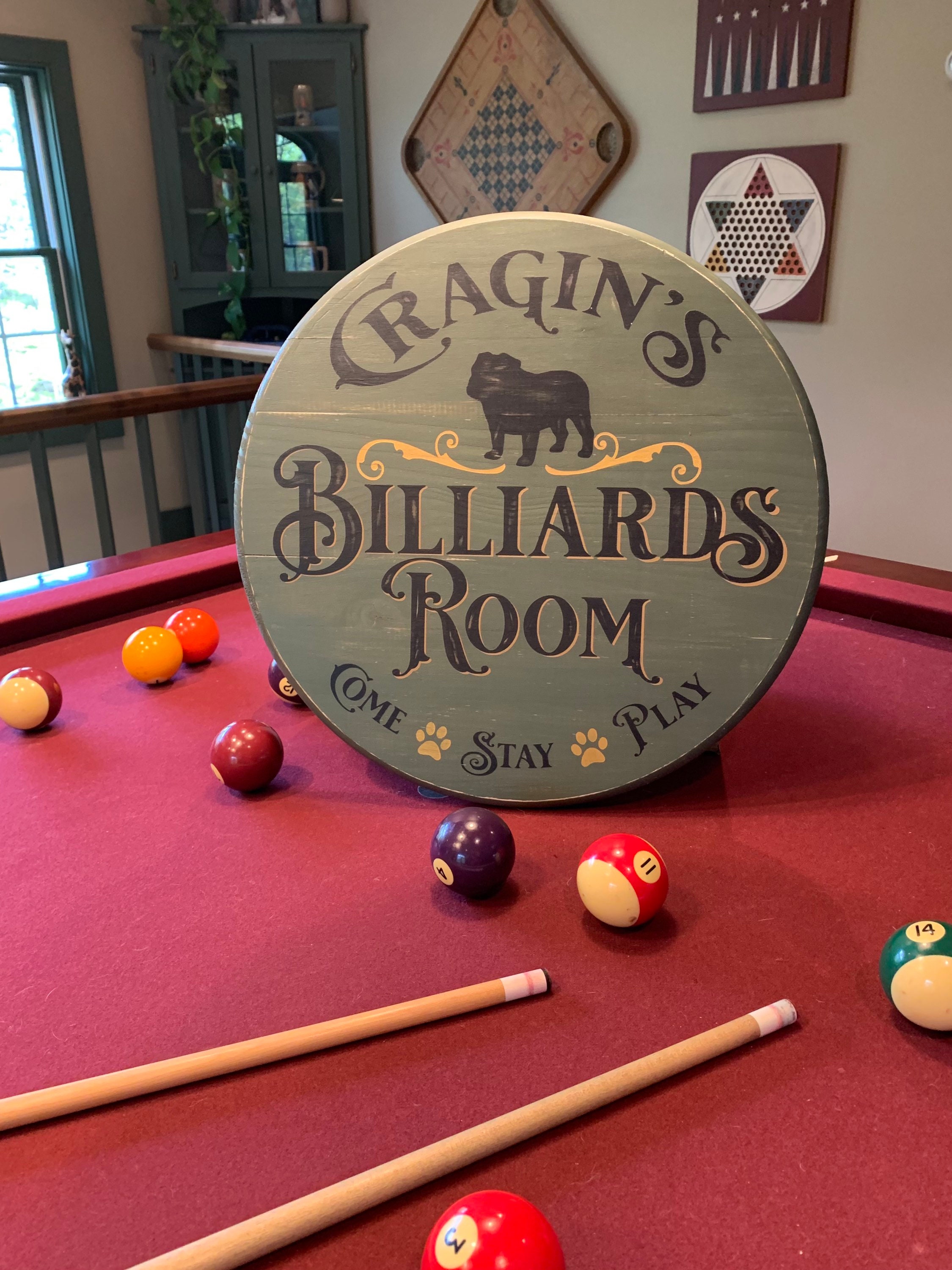 Billiards Room Sign 18 Round Hand Painted - Etsy