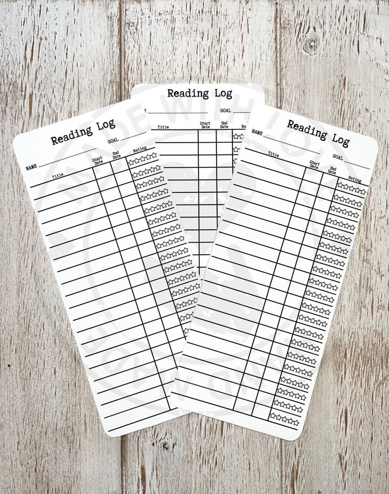 Reading Log Bookmark Reading List Book Tracker Library - Etsy