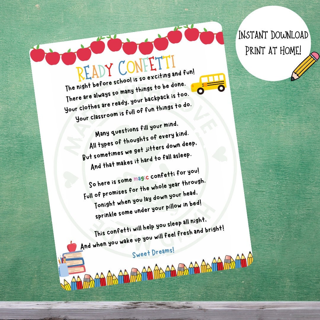 Ready Confetti Back to School, Night Before First Day of School, School ...