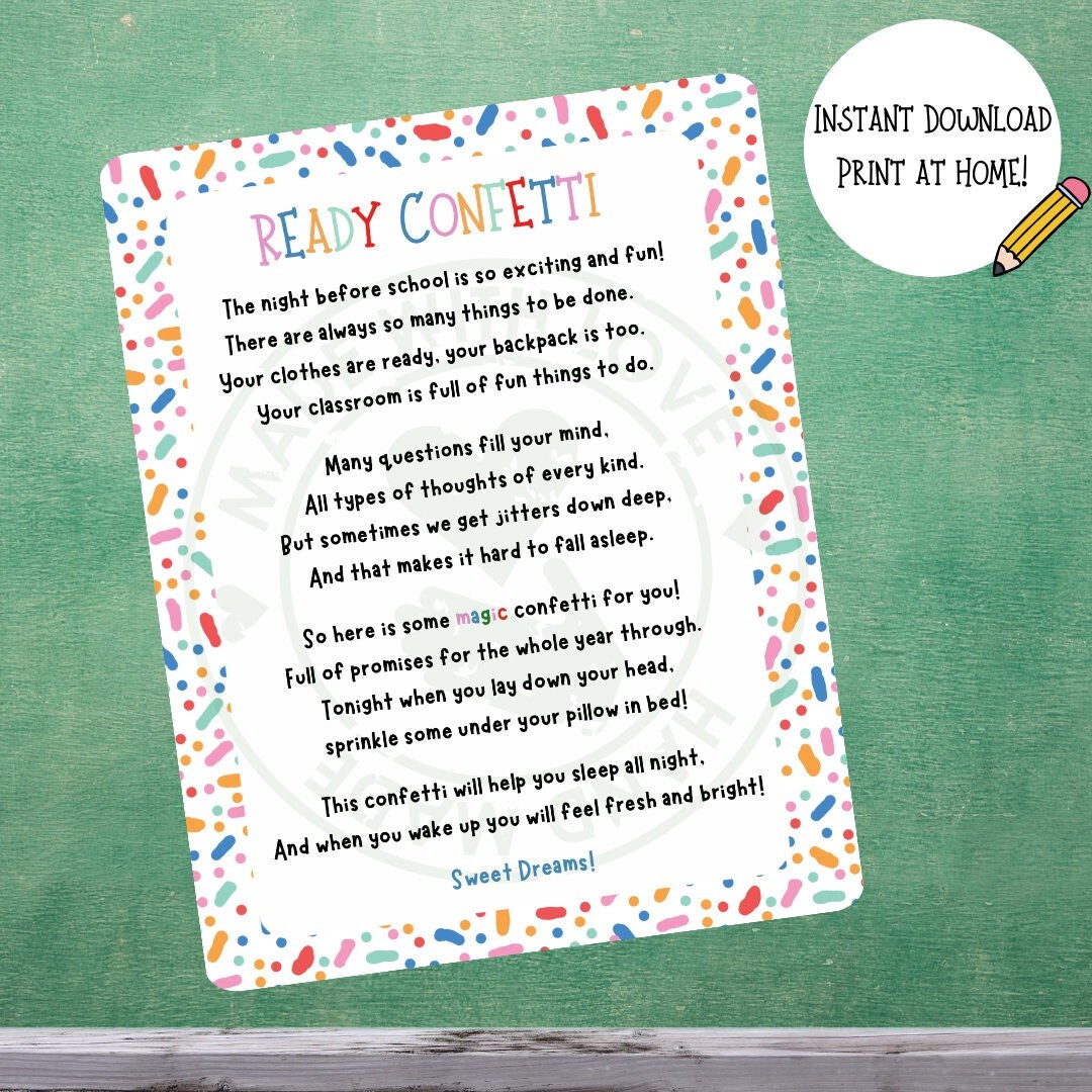 Ready Confetti Back to School, Night Before First Day of School, School ...
