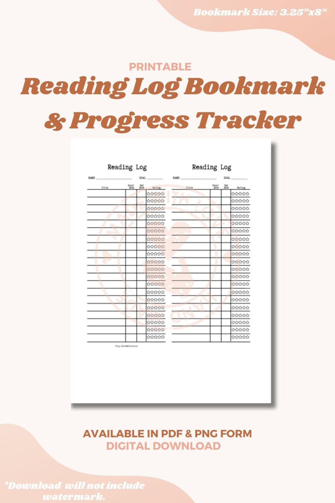 Reading Log Bookmark, Reading List, Book Tracker, Library Card ...