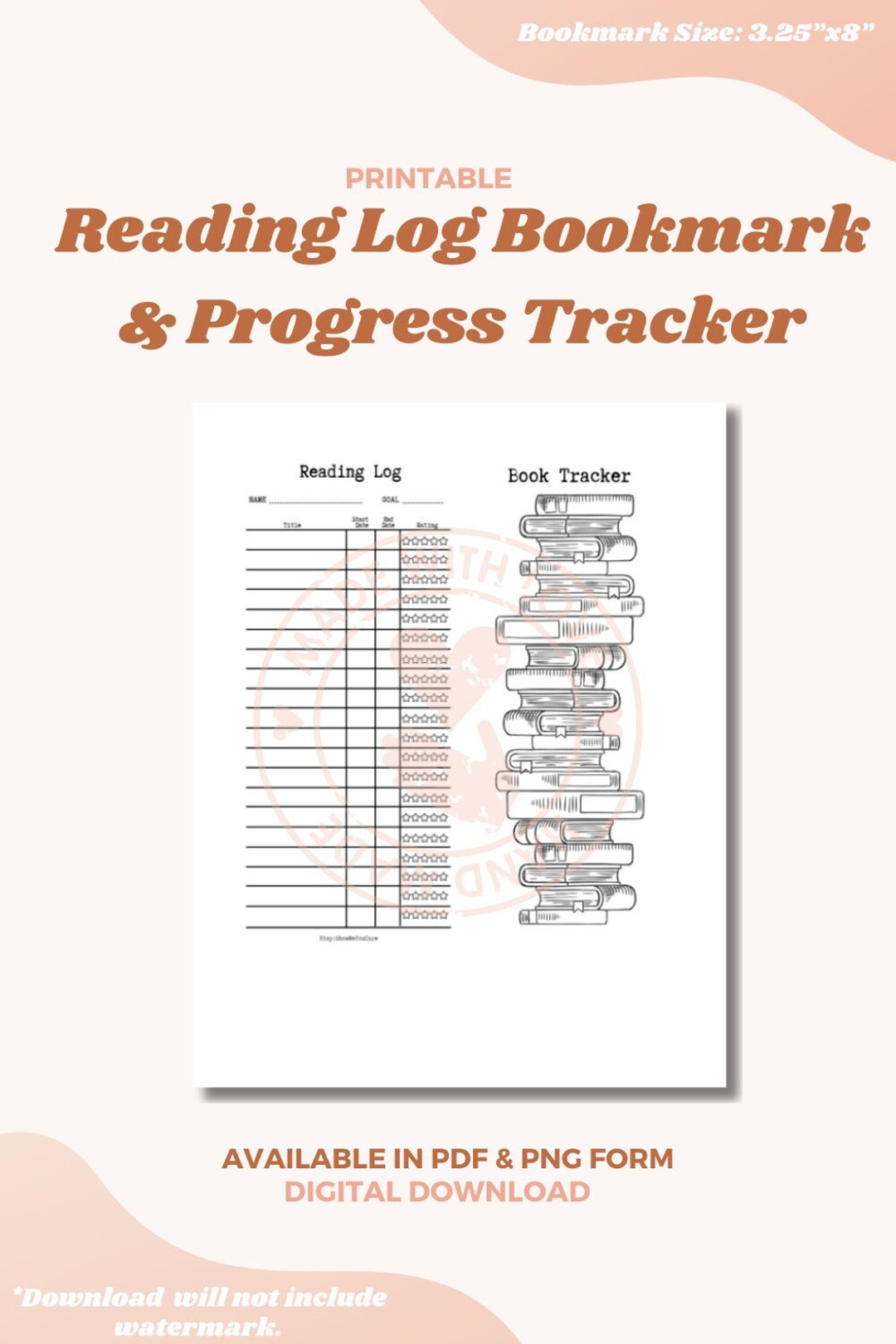 Reading Log Bookmark, Book Tracker, Reading List, Progress Tracker ...