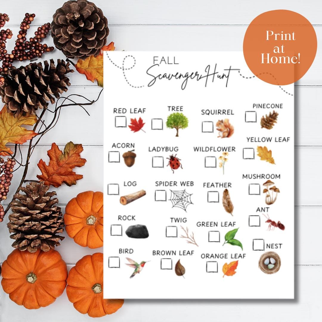 Autumn Nature Scavenger Hunt, Fall Scavenger Hunt Printable, Activity ...