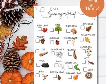 Autumn Nature Scavenger Hunt, Fall Scavenger Hunt Printable, Activity ...