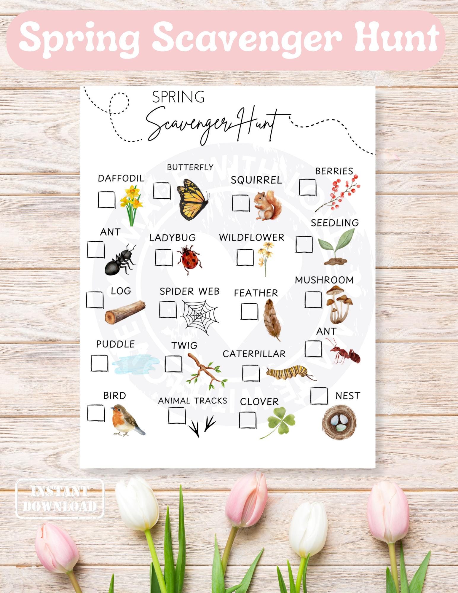 Spring Nature Scavenger Hunt, Spring Nature Walk, Printable Outdoor ...