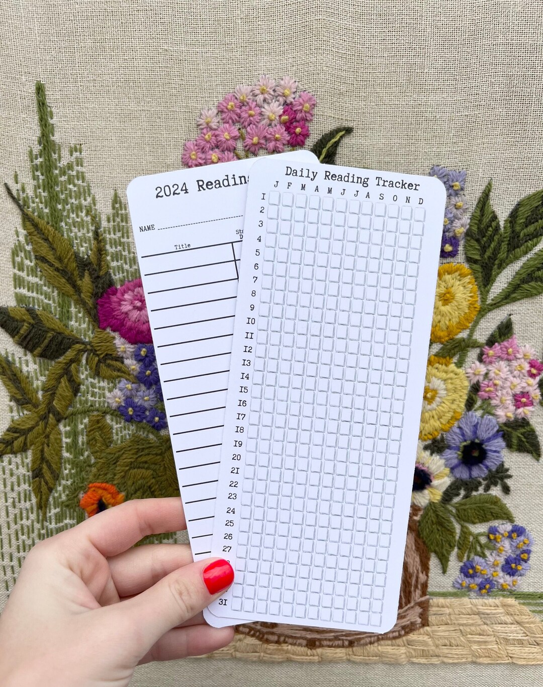 2024 Daily Reading Tracker, Library Card Bookmark, 3 Pack Bookmark ...