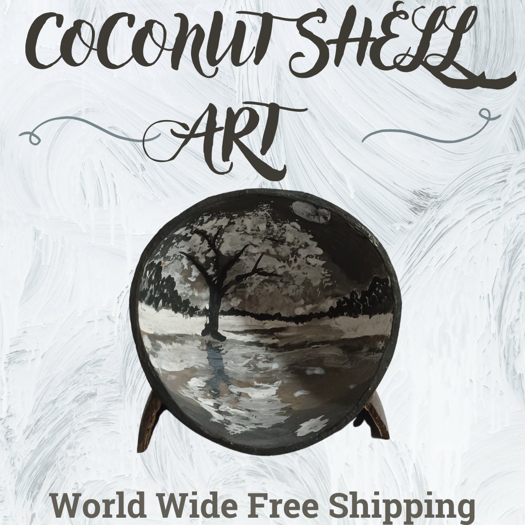 Handmade Coconut Shell Art Natural Fabric Paint in Coconut Shell - Etsy