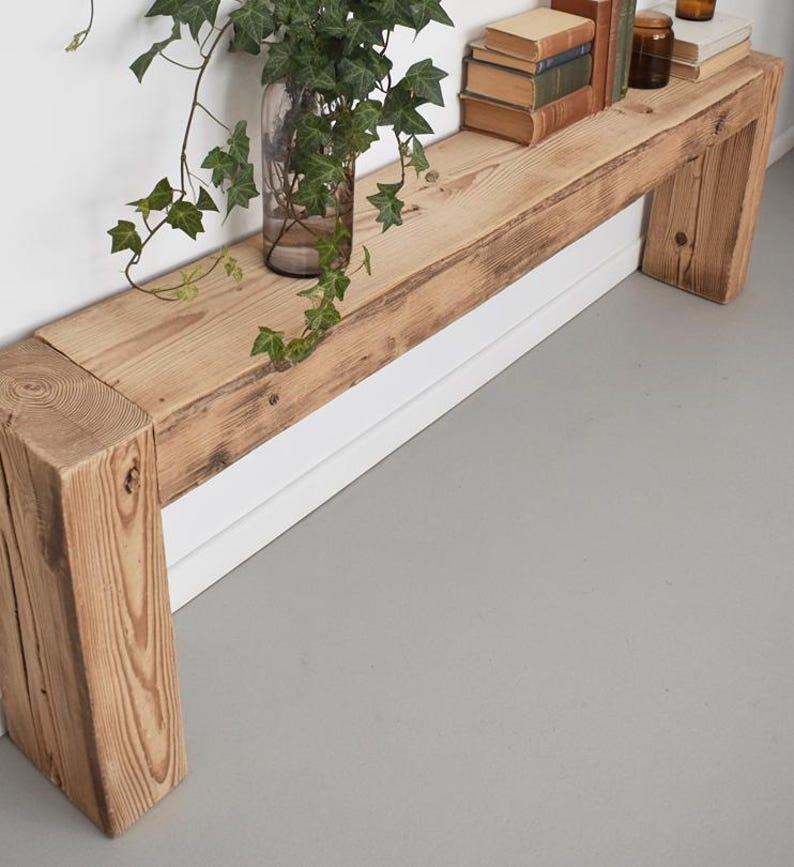 Old Beam Console Table | Rustic Reclaimed Wood Entryway Table | Natural ...