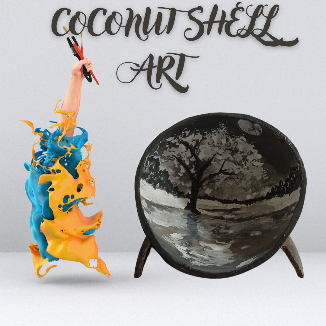 Handmade Coconut Shell Art Natural Fabric Paint in Coconut Shell - Etsy