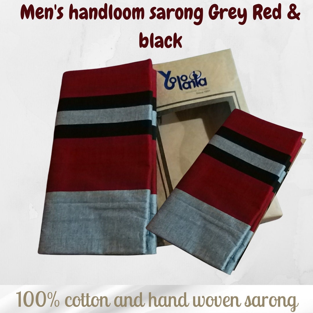 Men Handloom Sarong Lungi Beach Wear Sarong Amamah Stitched (SEWN) Grey ...