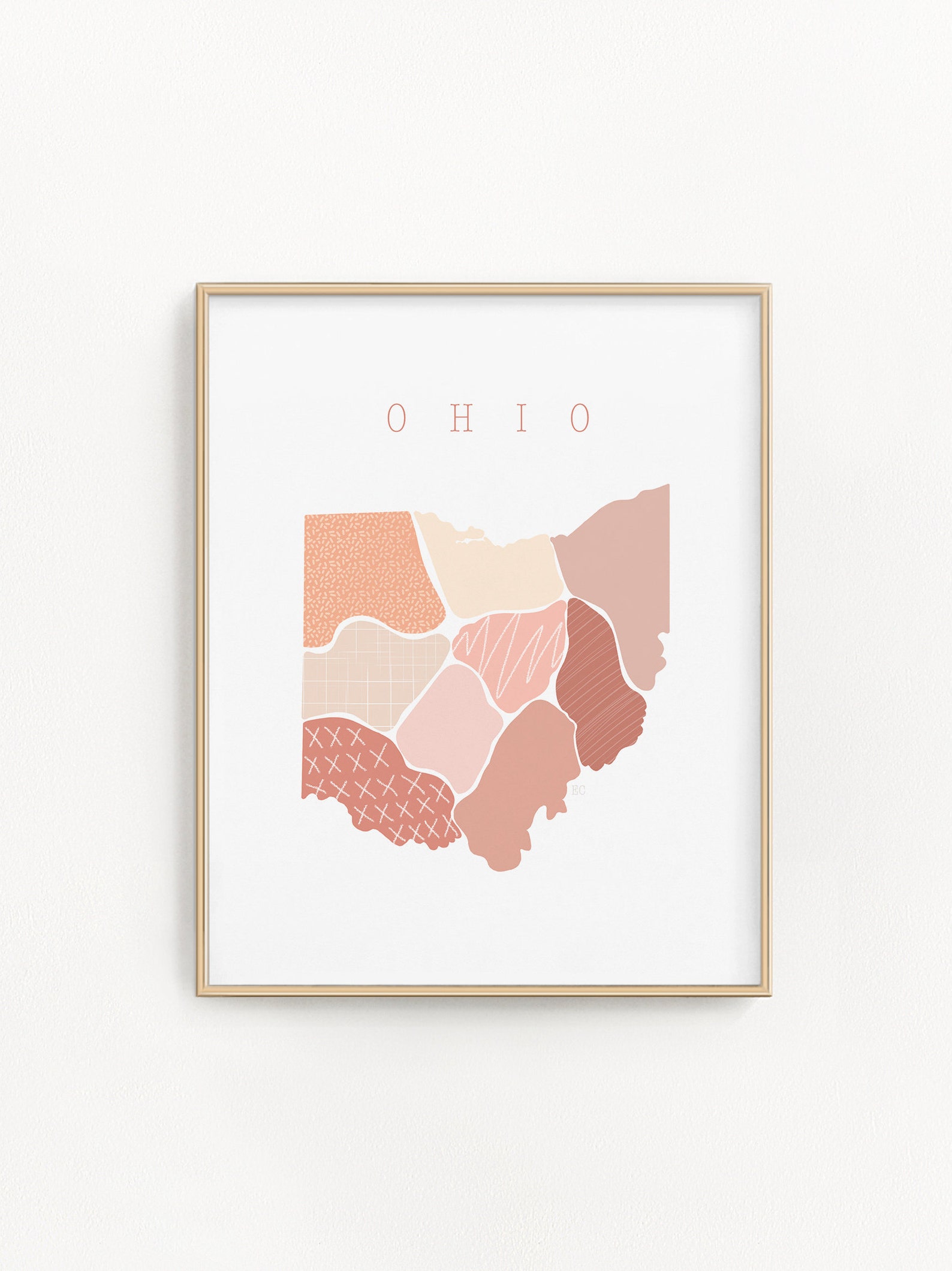 Ohio Boho Wall Decor State Print Gift for Her Minimalist Wall | Etsy