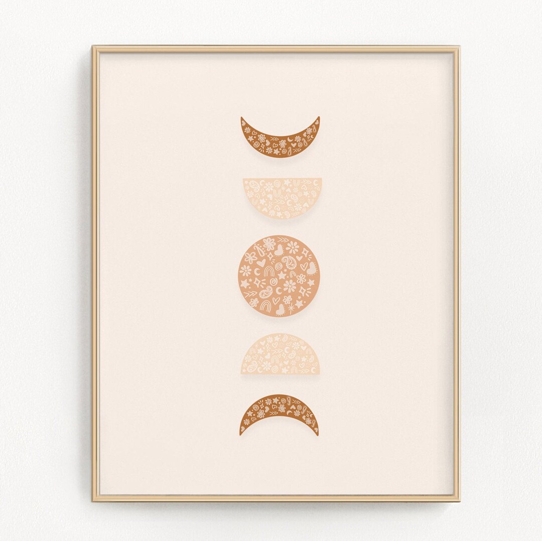 DIGITAL | Phases of the Moon Boho Art Print Minimalist Wall Art - Etsy