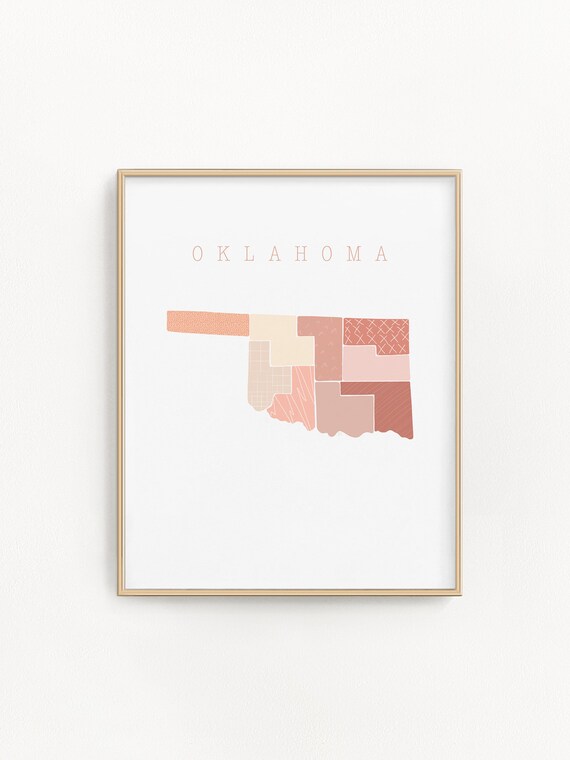 Oklahoma Boho Wall Decor State Print Gift for her Minimalist | Etsy