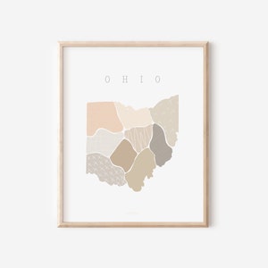 Ohio Boho Wall Decor State Print Gift for Her Minimalist Wall Art ...