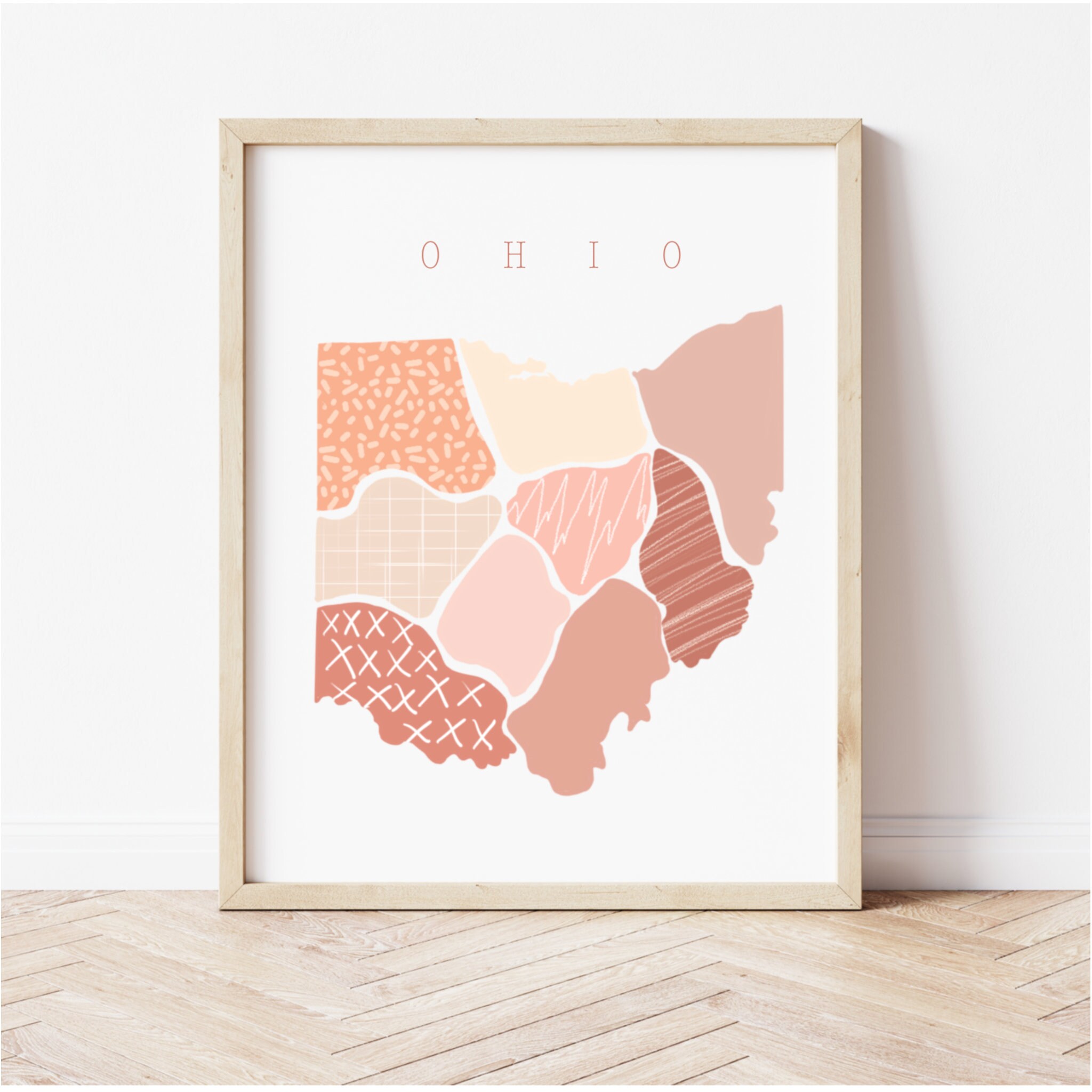 Ohio Boho Wall Decor State Print Gift for Her Minimalist Wall | Etsy