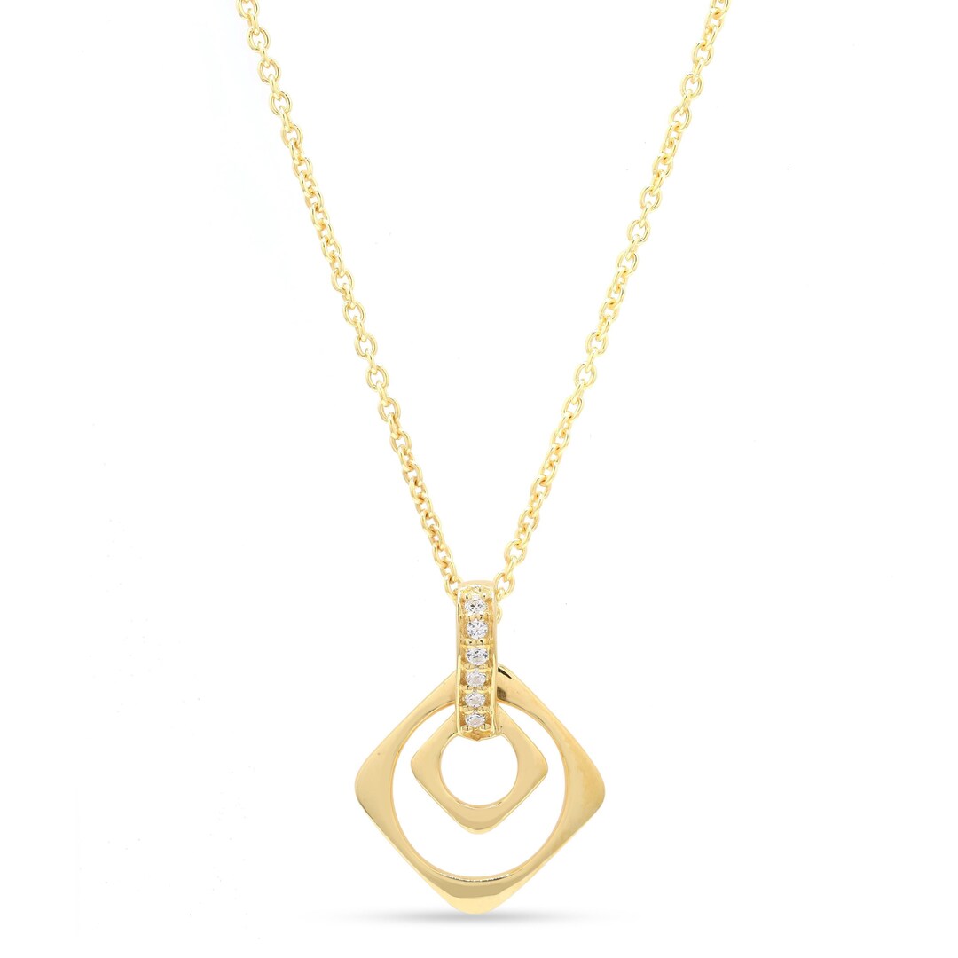 Square Diamond Pendant, Interlocking Square Necklace, Princess Shape ...