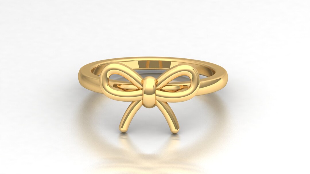 14K Solid Gold Bow Ring, Gold Knot Bow Ring, Bow Tie Ring, 14K Gold ...
