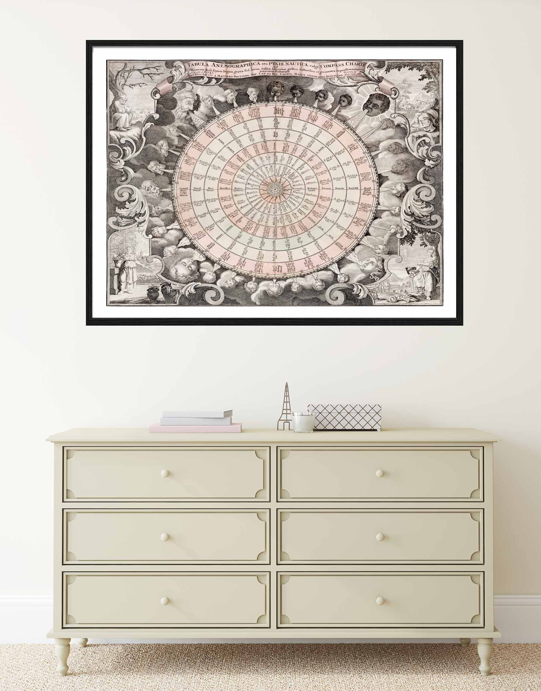 Antique Map of Winds Wall Art Print Vintage Chart Guide Science ...