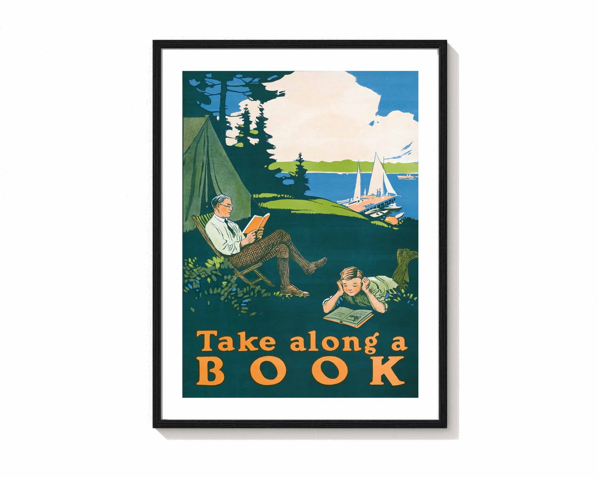 Reading Book Poster Wall Art Print Vintage Book Lover Office - Etsy